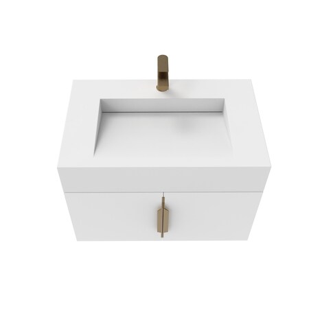 Castello Usa Nile 30-inch White Vanity Set with White Top and Gold Handles CB-MC-30W-GLD-2053-WH ...